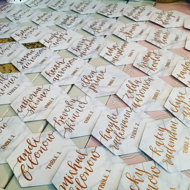 Luxurious Gold Calligraphy Place Cards - Calligraphy by Jennifer