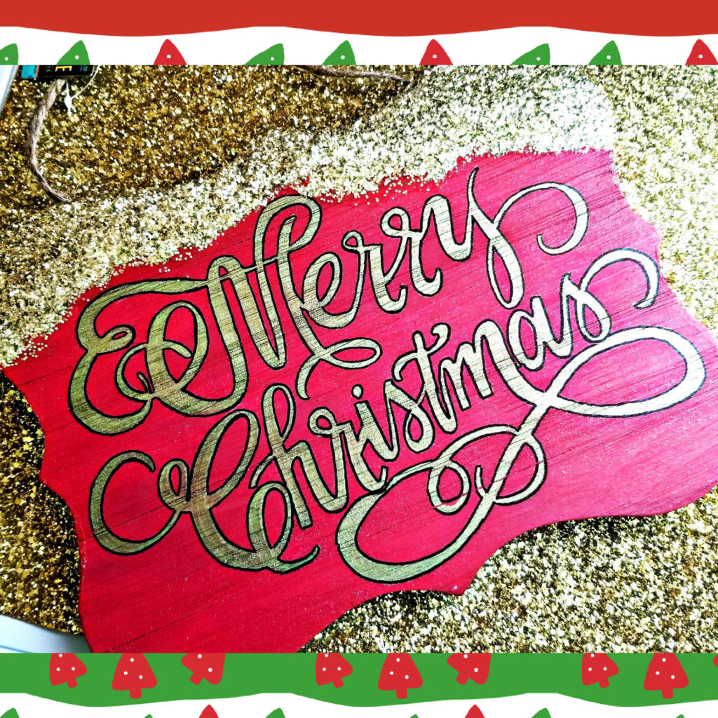 Christmas Calligraphy Wooden Plaque - Calligraphy by Jennifer